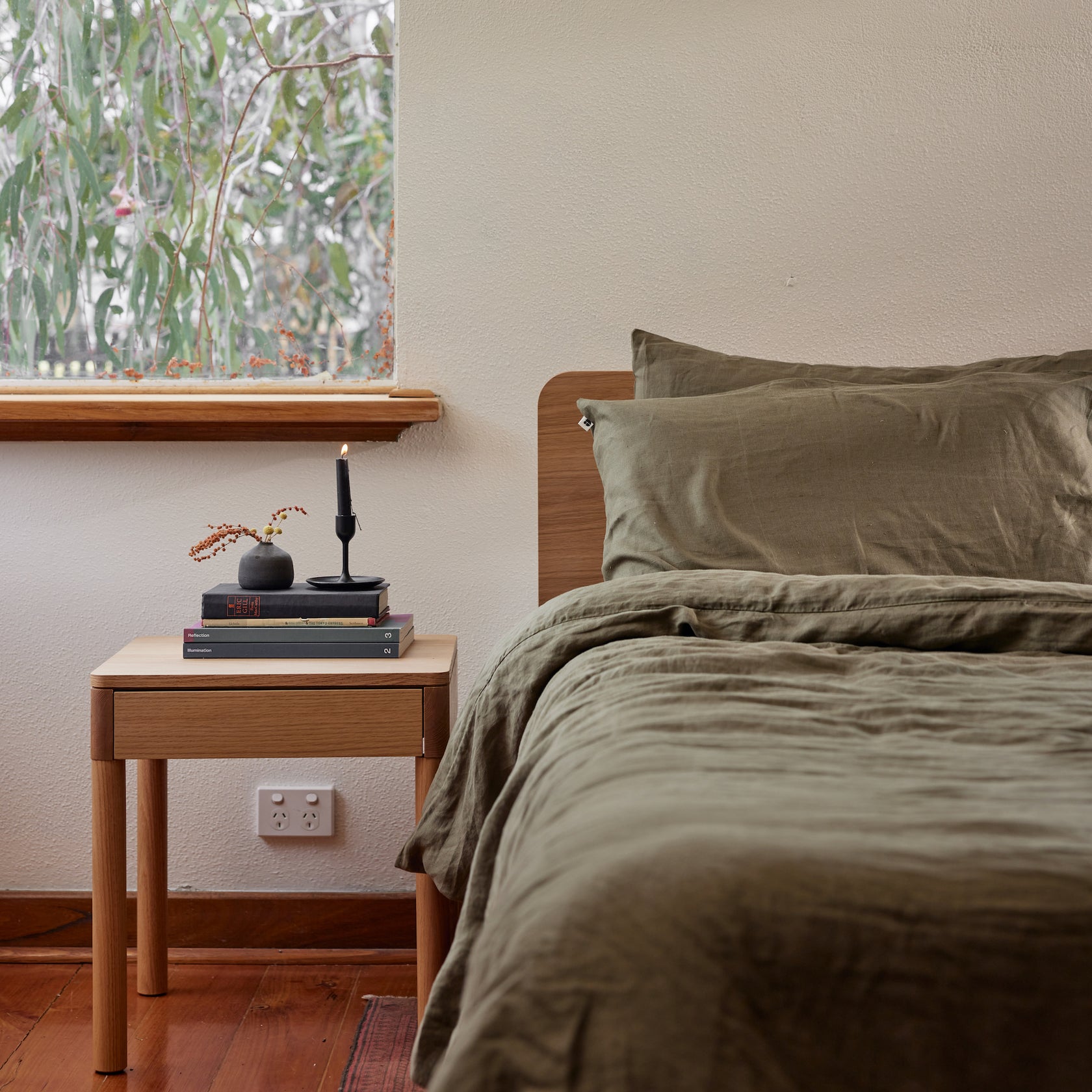 Solid Timber Bedside Table | Wooden Sidetable for Bedroom & Living Room ...