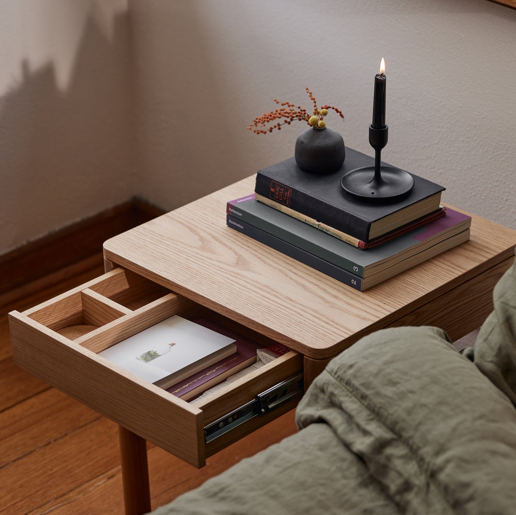 Solid Timber Bedside Table | Wooden Sidetable for Bedroom & Living Room ...